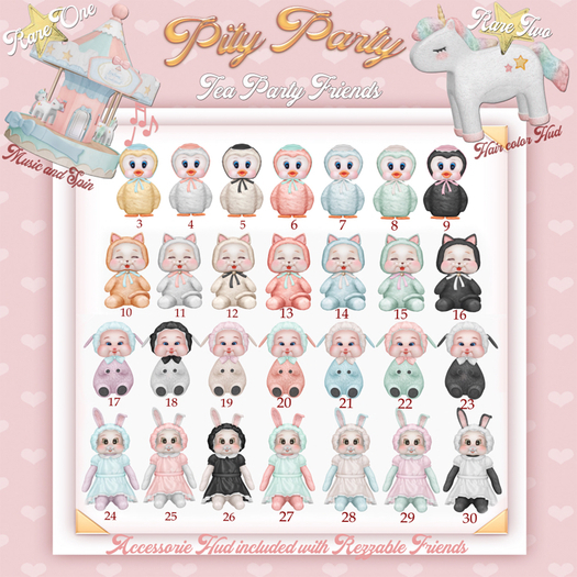 Second Life Marketplace - 1{ Pity Party } Tea Party Friends Carousel RARE