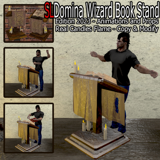 Second Life Marketplace - SLDomina Wizard Book with Stand Mesh with ...