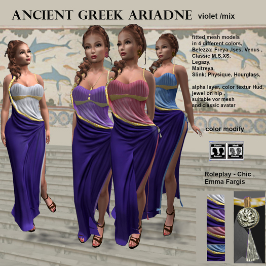 Second Life Marketplace - RP-Chic Ancient Greek Ariadne violet mix