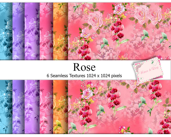 Second Life Marketplace - Rose - 6 Textures Seamless - NINA and RAY NR