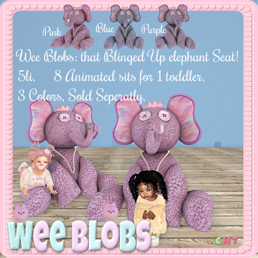Second Life Marketplace - {Wee Blobs} That Blinged up Elephant Seat! PURPLE