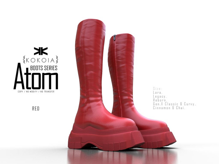 Second Life Marketplace - Atom :: Woman Boots :: Red :: {kokoia}