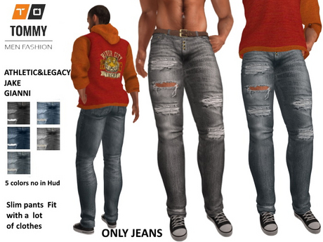 Second Life Marketplace - TOMMY Ripped Jeans with Alpha - Jake - Gianni ...