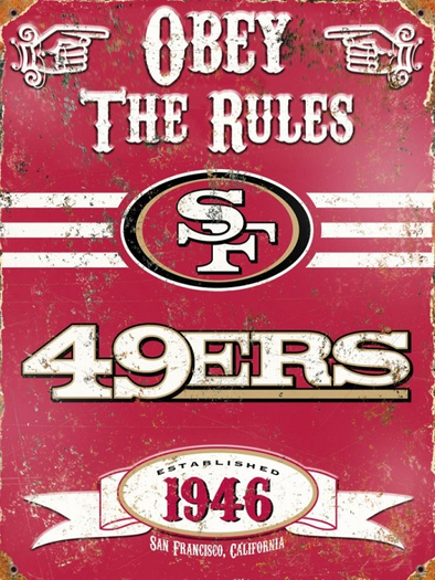 Second Life Marketplace - 49ers Sign-Obey the rules-Retro
