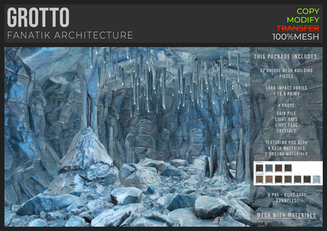 Second Life Marketplace - :FANATIK: Grotto – cave prefab building kit ...