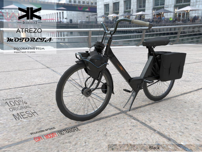 Second Life Marketplace - Atrezzo :: Motoreta :: Black :: {kokoia}