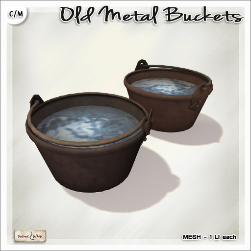 Second Life Marketplace - [V/W] Old Metal Buckets - Mesh Prop