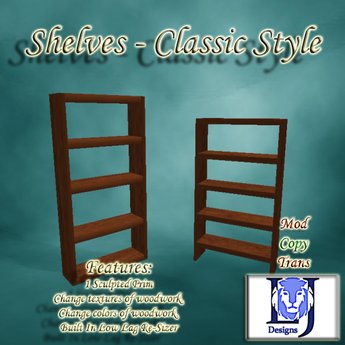 Second Life Marketplace - (LJ Designs) - Shelves - Classic Style