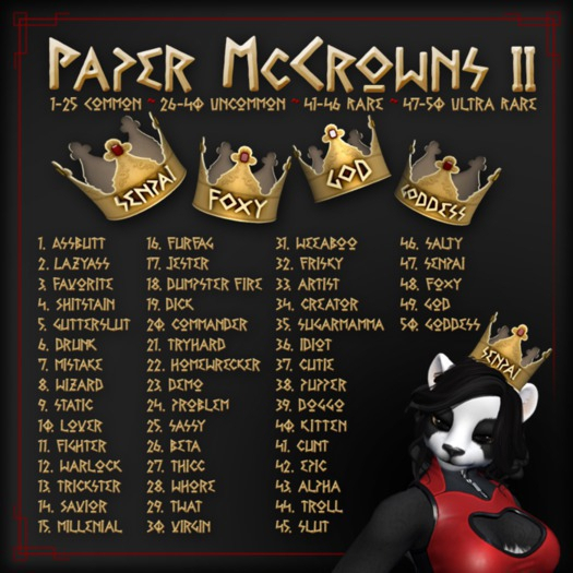 Second Life Marketplace - ::Static:: Paper McCrown - 41 Queen ULTRA RARE