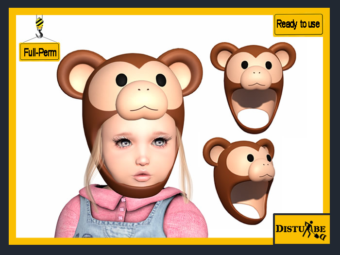 Second Life Marketplace - ::DisturbeD:: Kawaii Cute Monkey Hat - FULL ...