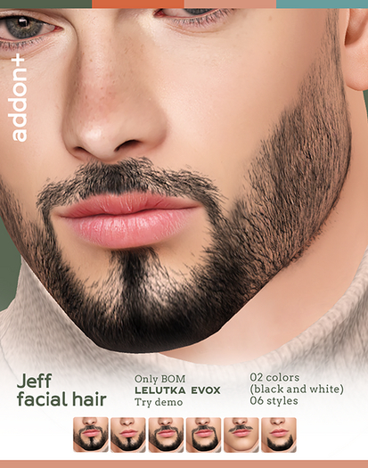 Second Life Marketplace - addon+ Jeff Facial Hair LeL EVOX