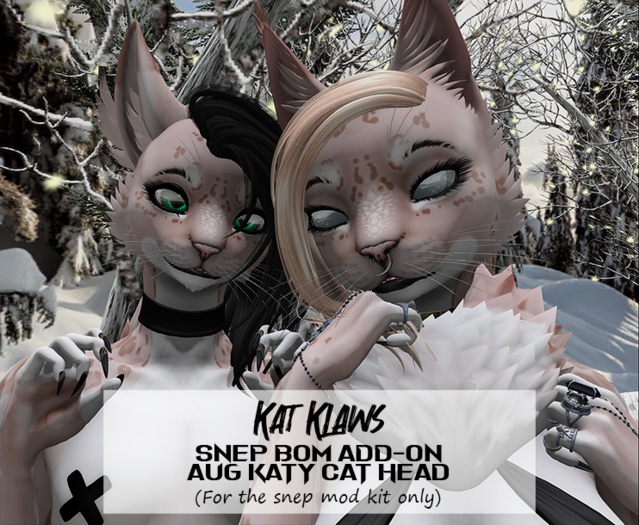 Second Life Marketplace - Kat Klaws -Snep- [AUG] Katy cat head Peach Add-on