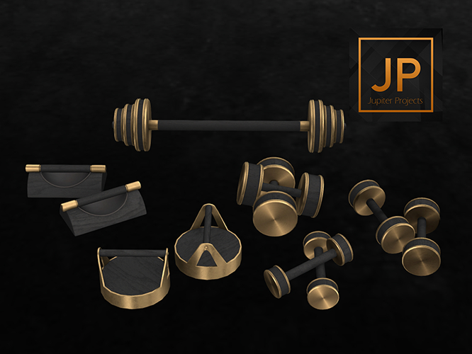 Second Life Marketplace - 17. KraftWork Home Fitness . Set of Weights Brass
