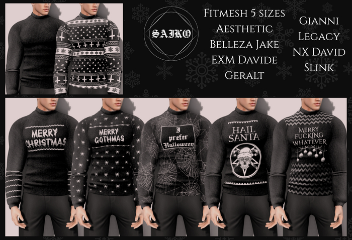 Second Life Marketplace - SAIKO - Gothmas Sweater [Men's]