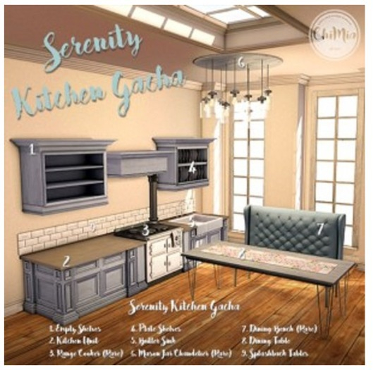 Second Life Marketplace - ChiMia:: Serenity Dining Bench RARE [gacha]