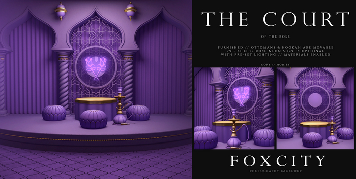 Second Life Marketplace - FOXCITY. Photo Booth - The Court (Purple)