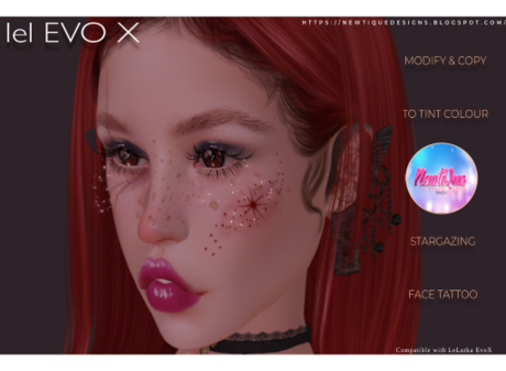 Second Life Marketplace - NewtiQue StarGazing Face Tattoo EvoX -MOD