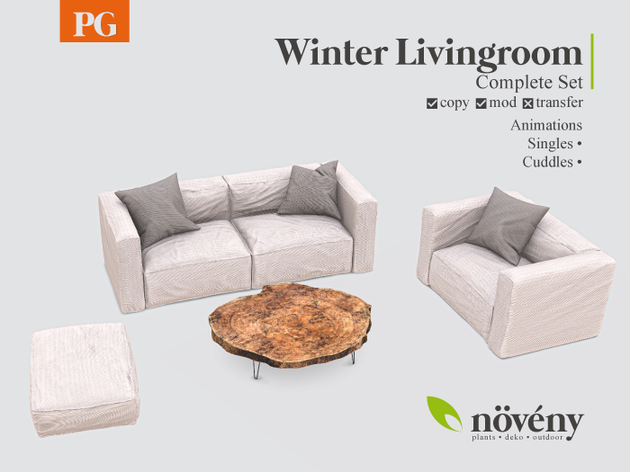 Second Life Marketplace - Noveny - Winter Livingroom - PG Set