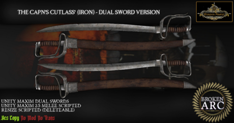 Second Life Marketplace - The Capn's Cutlass' (Iron) - Duals (Unity ...