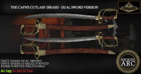 Second Life Marketplace - The Capn's Cutlass' (Brass) - Duals (Unity ...