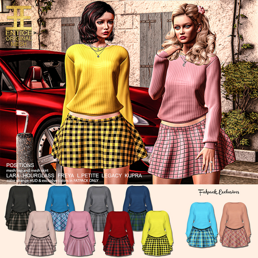 Second Life Marketplace - Entice - Positions Outfit - Plaid Fatpack