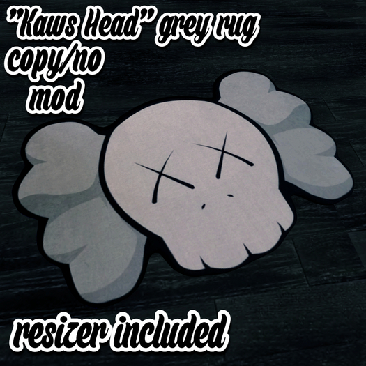 Second Life Marketplace - "kaws head" grey rug