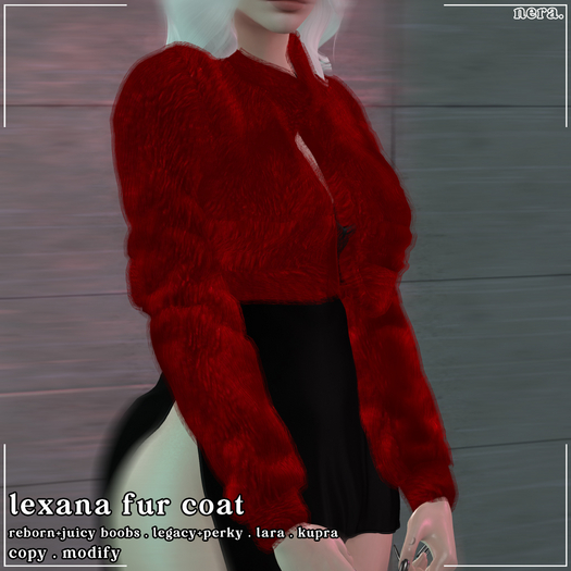 Second Life Marketplace - nera. lexana fur coat red / kupra + legacy ...