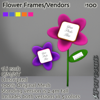 Second Life Marketplace - % Flower Vendors/Frames *MESH*