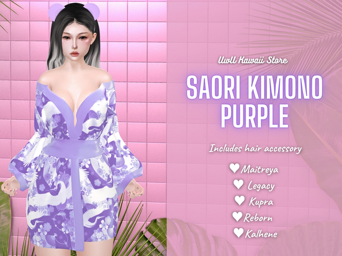 Second Life Marketplace - Saori Kimono Purple - UwU Kawaii Store