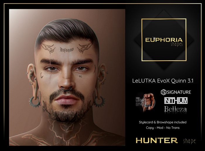 Second Life Marketplace - EUPHORIA Shapes - HUNTER Shape (LeL EvoX ...