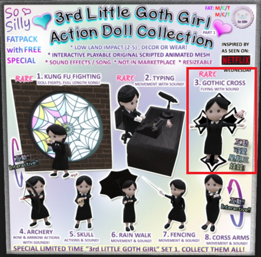 Second Life Marketplace - 03 RARE LITTLE GOTH GIRL-GOTHICCROSS SO SILLY