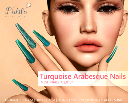 Second Life Marketplace - Dalila Turquoise Arabesque Nails
