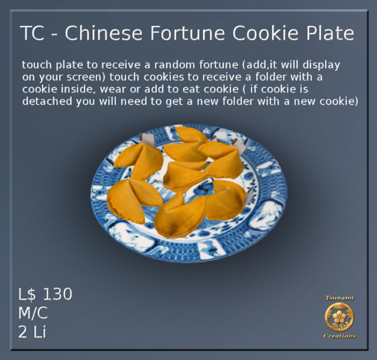 Second Life Marketplace - Chinese Fortune Cookie Plate