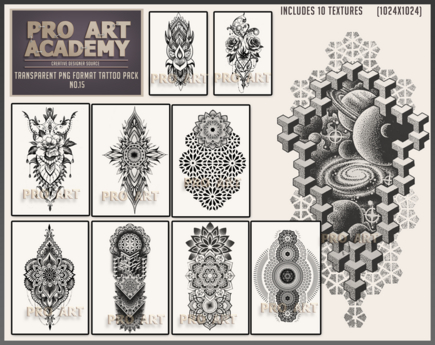 Second Life Marketplace - * PAA / Tattoo Textures Pack No.15