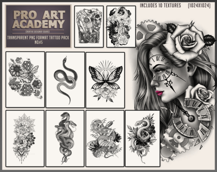 Second Life Marketplace - * PAA / Tattoo Textures Pack No.45