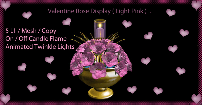 Second Life Marketplace - Valentine Rose Display ( Light Pink )
