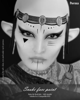 Second Life Marketplace - DEMO - poema - Snake - Face Paint (Tintable)