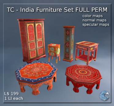 Second Life Marketplace - TC - India Furniture Set FULL PERM
