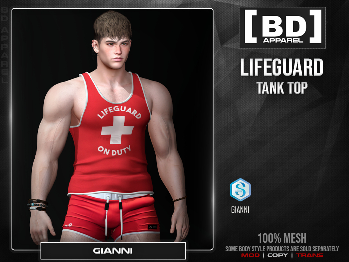 Second Life Marketplace - [BD] Apparel | Lifeguard Tank - Gianni