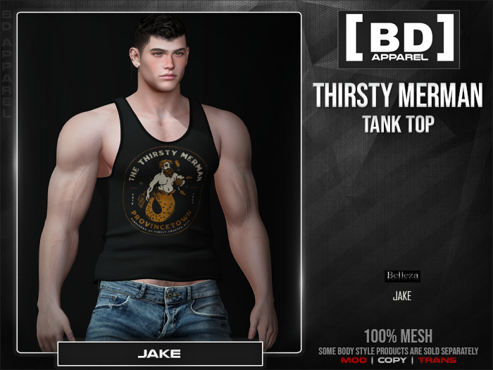 Second Life Marketplace - [BD] Apparel | Thirsty Merman Tank Top - JAKE