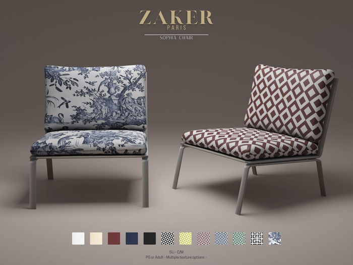 Second Life Marketplace - ZAKER : Sophia Chair PG