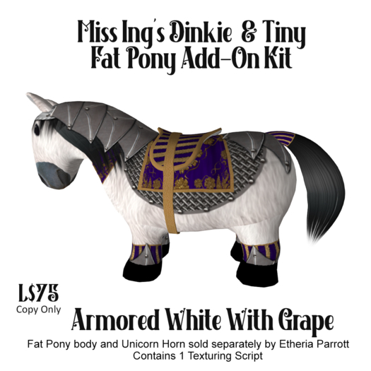 Second Life Marketplace - Miss Ing's Fat Pony Add-On Kit Armored White ...