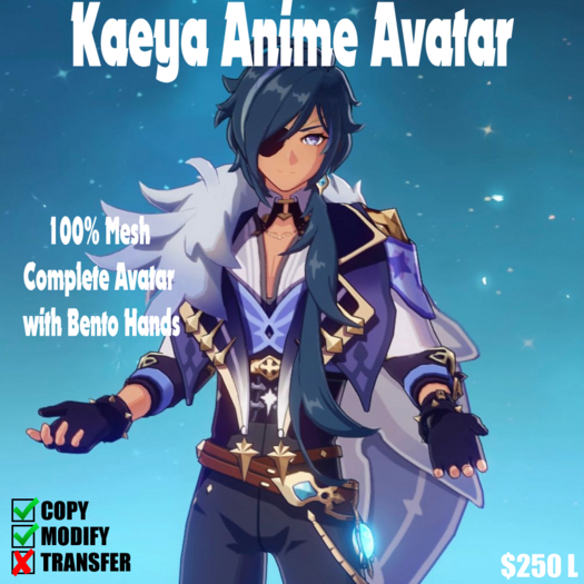 Second Life Marketplace - ★ SALE! ★ Kaeya Anime Avatar (Genshin Impact ...