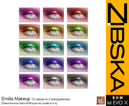 Second Life Marketplace - Zibska [Gift] Evo X ~ Emilia Makeup in 15 ...