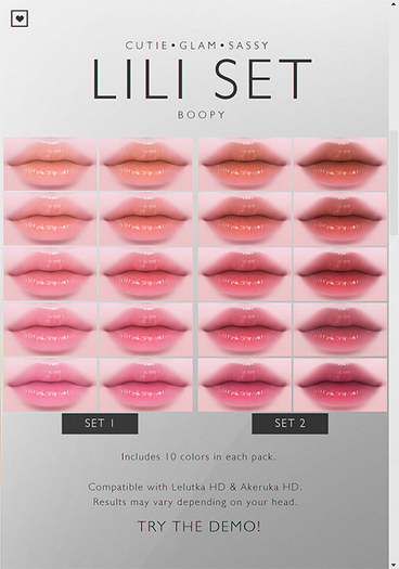 Second Life Marketplace Boopy Lili Lipstick Fatpack
