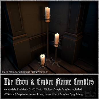 Second Life Marketplace - C&C - Ebon & Ember Flame Candles