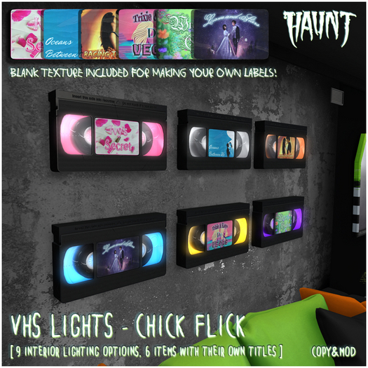 Second Life Marketplace - HAUNT - VHS Lights - Chick Flick
