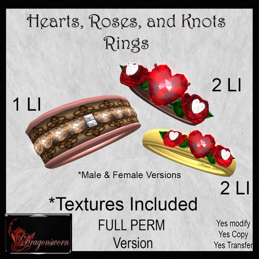 Second Life Marketplace - Full Perm Heart and Rose Female and Heart ...