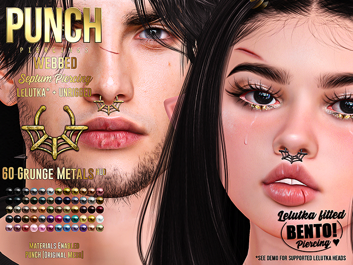 Second Life Marketplace - PUNCH / Septum Piercing / Webbed / LeLUTKA ...