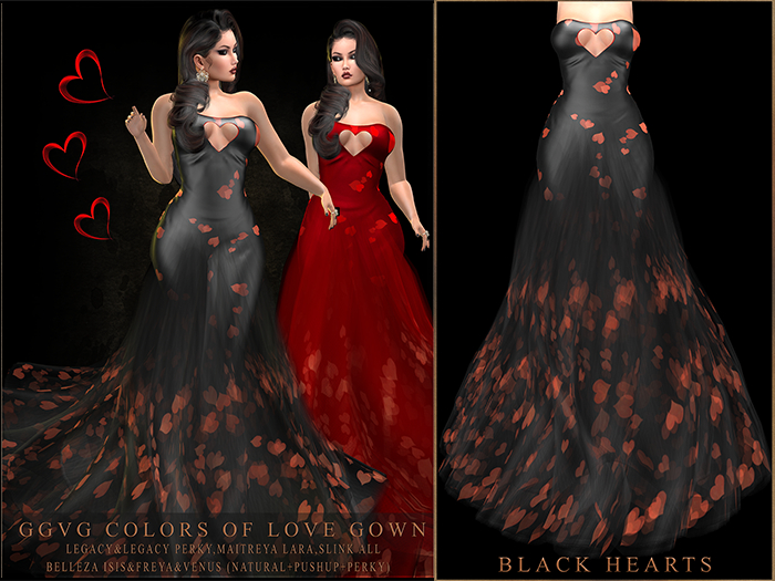 Second Life Marketplace - GGVG COLORS OF LOVE BLACK HEARTS